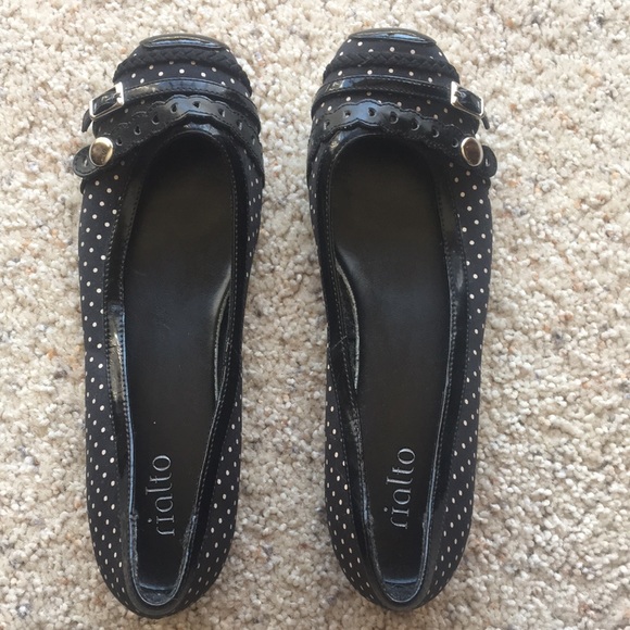 Rialto | Shoes | Rialto Black Flats With Polka Dots And Patent Leather ...